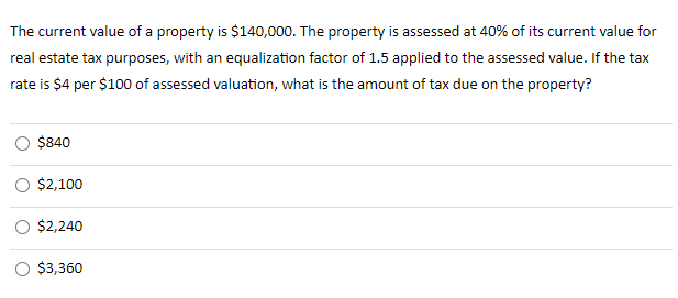 Solved The current value of a property is $140,000. The | Chegg.com