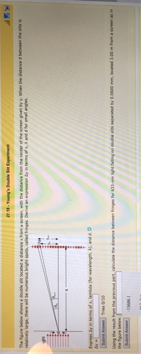 Solved The figure below shows a double slit located a | Chegg.com