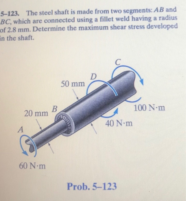Solved 5-123. The steel shaft is made from two segments: AB | Chegg.com