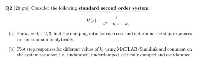 Solved Q2 (20 pts) ﻿Consider the following standard second | Chegg.com