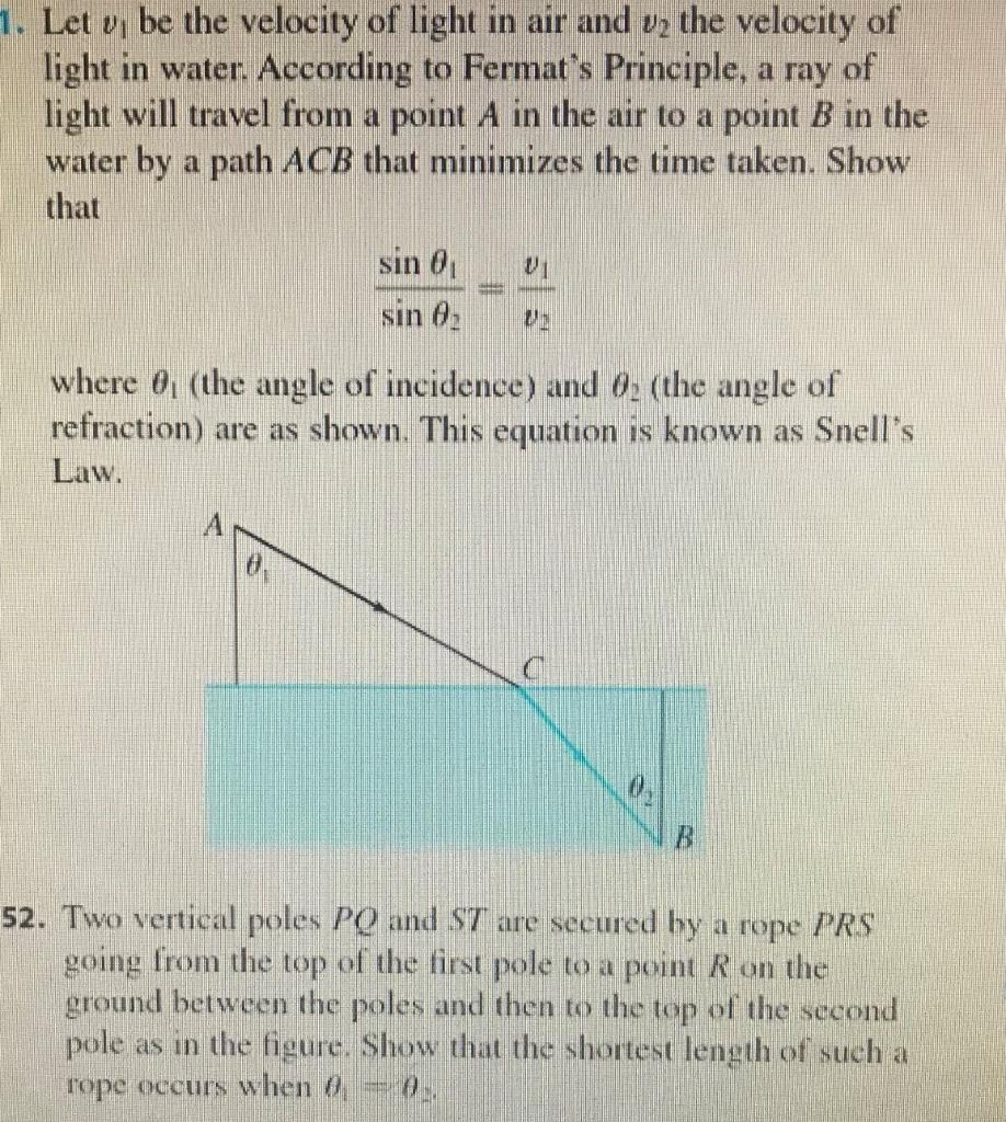 Solved 1. Let vi be the velocity of light in air and us the | Chegg.com