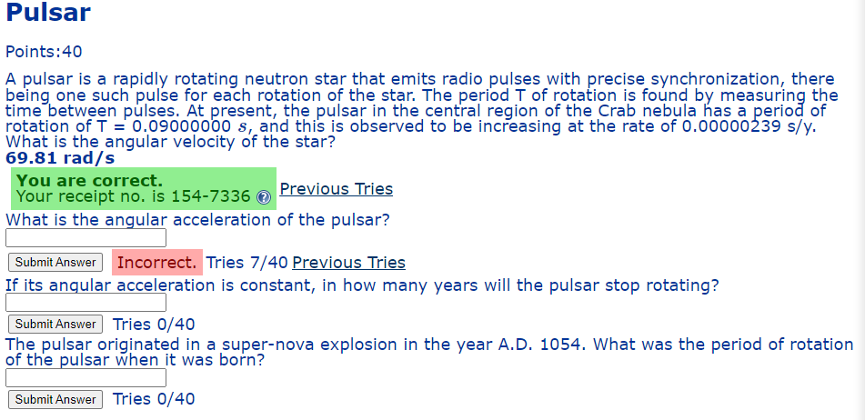Solved Pulsar Points:40 A pulsar is a rapidly rotating | Chegg.com
