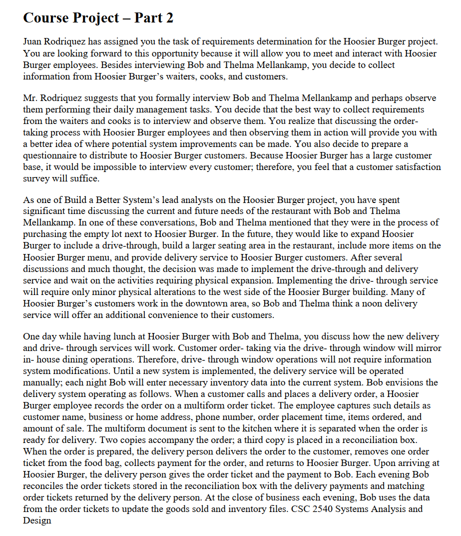 Course Project-Part 2 Juan Rodriquez has assigned you | Chegg.com