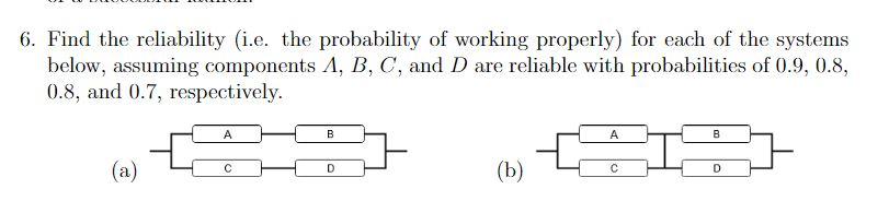 Solved 6. Find the reliability (i.e. the probability of | Chegg.com