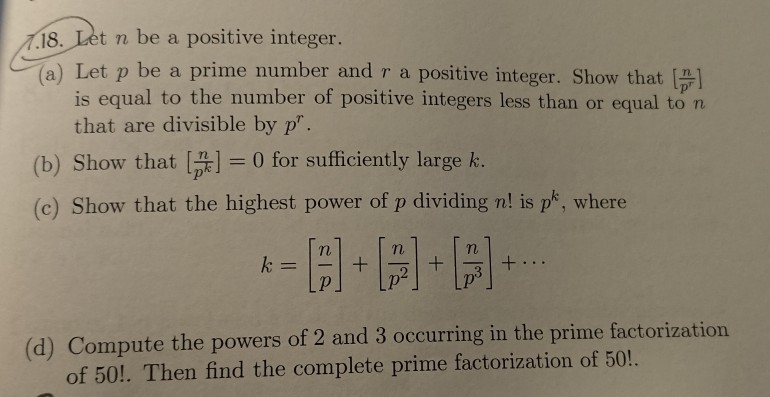 Solved 7 18 Let N Be A Positive Integer Tal Let P Be A