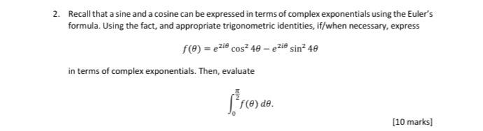 Solved 2. Recall that a sine and a cosine can be expressed | Chegg.com