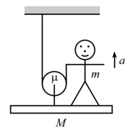 Solved A person is on a platform-pulley system as shown in | Chegg.com