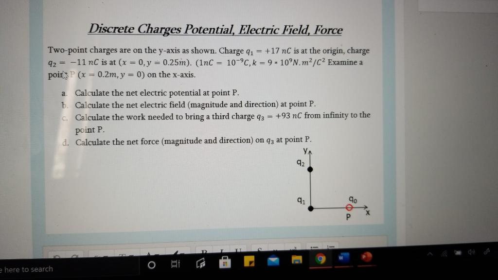 Solved Discrete Charges Potential, Electric Field, Force | Chegg.com