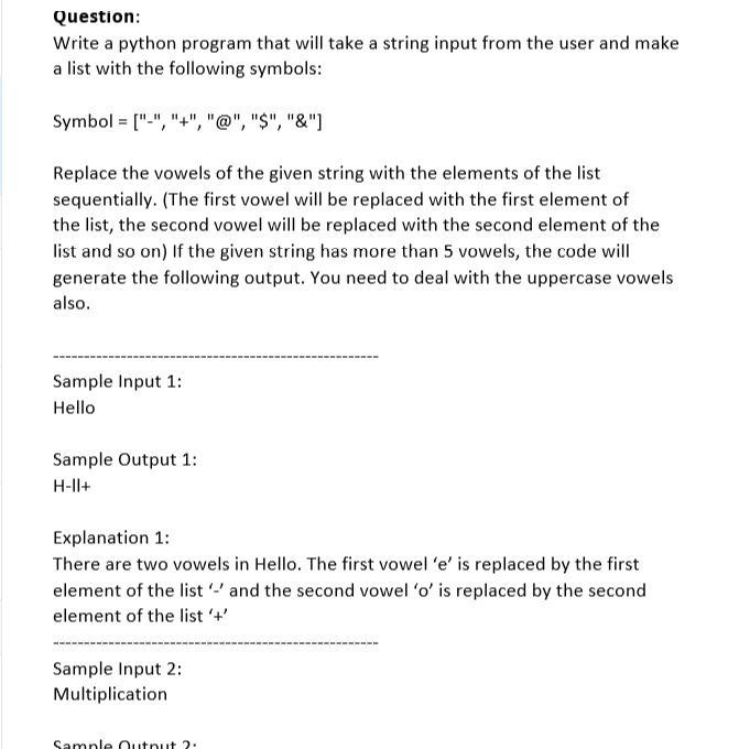 Solved Question Write A Python Program That Will Take A Chegg