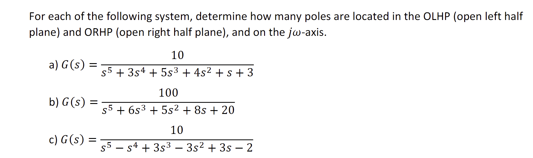 Solved For each of the following system, determine how many | Chegg.com