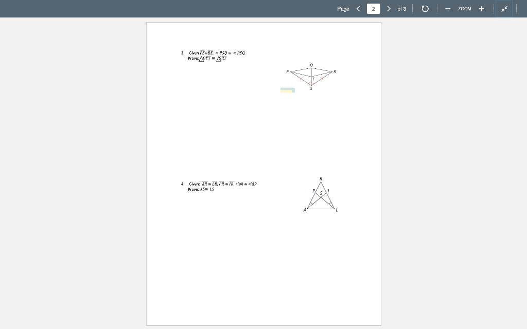 Solved Page of 3 ZOOM 3. Given PSRS, | Chegg.com