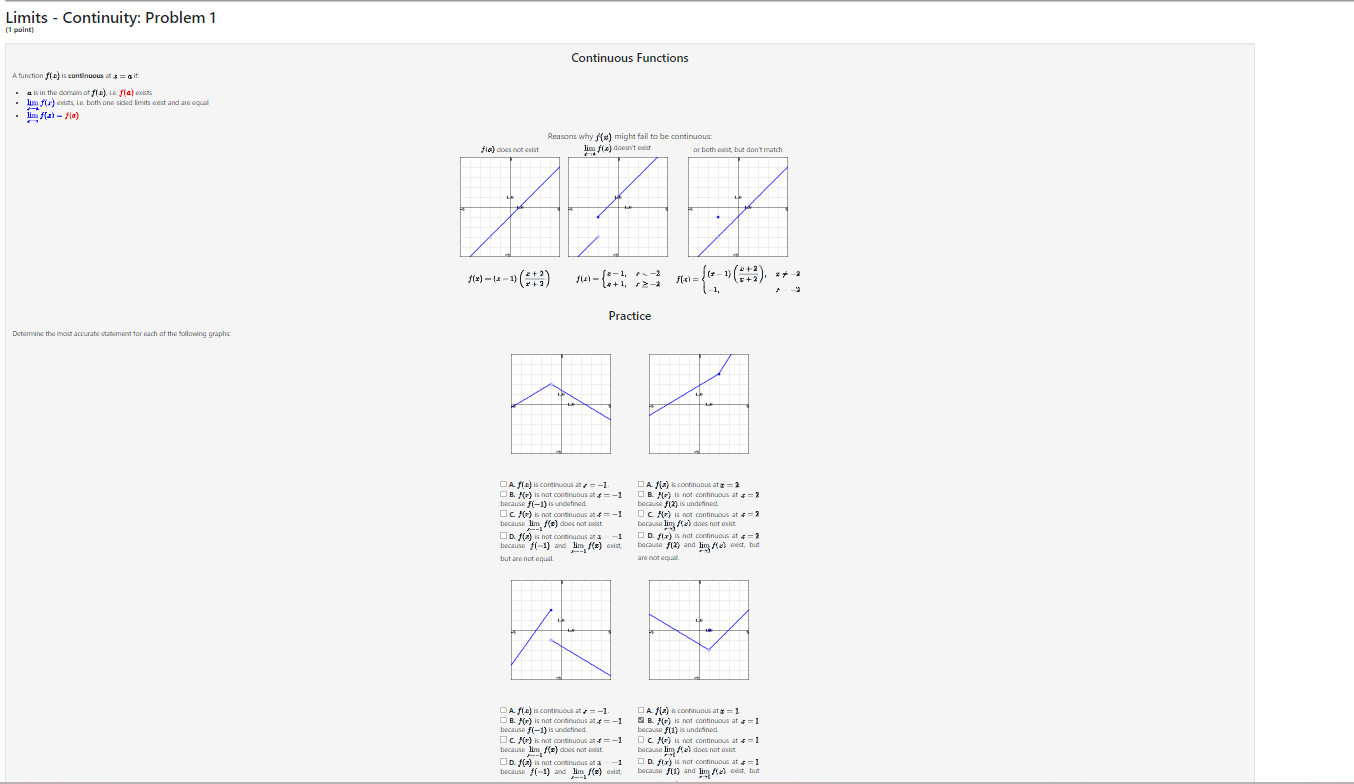Solved Limits - Continuity: Problem 3 (1 point) | Chegg.com