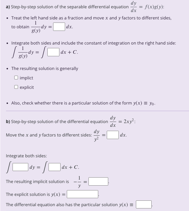 Solved a) Step-by-step solution of the separable | Chegg.com