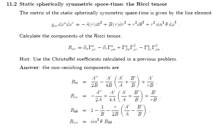 Solved 11 2 Static Spherically Symmetric Space Time The