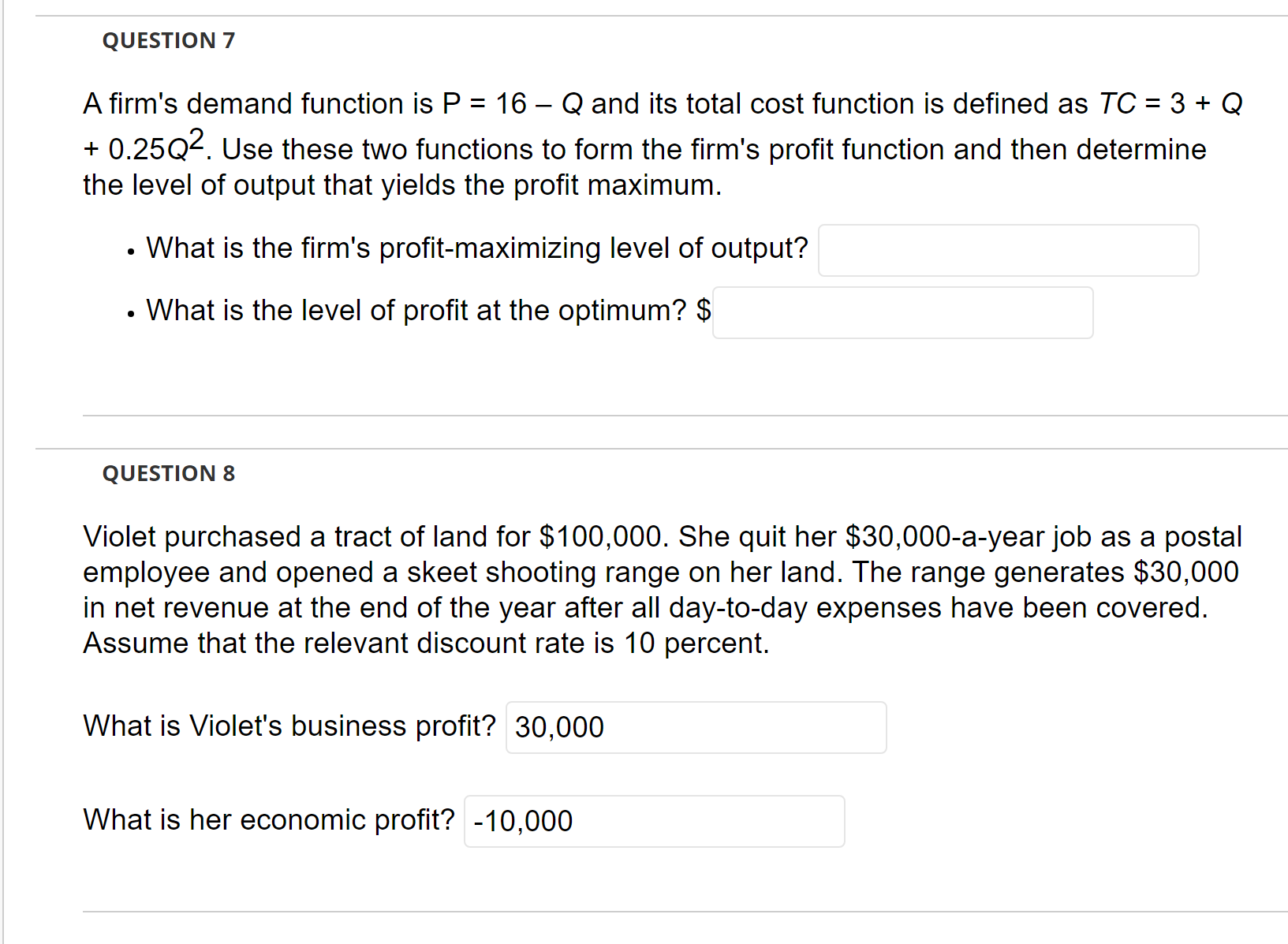 Solved A firm's demand function is P=16−Q and its total cost | Chegg.com
