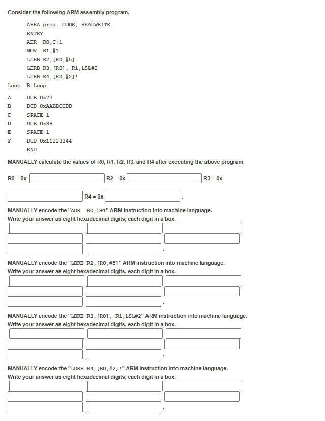 Solved Consider the following ARM assembly program. AREA | Chegg.com