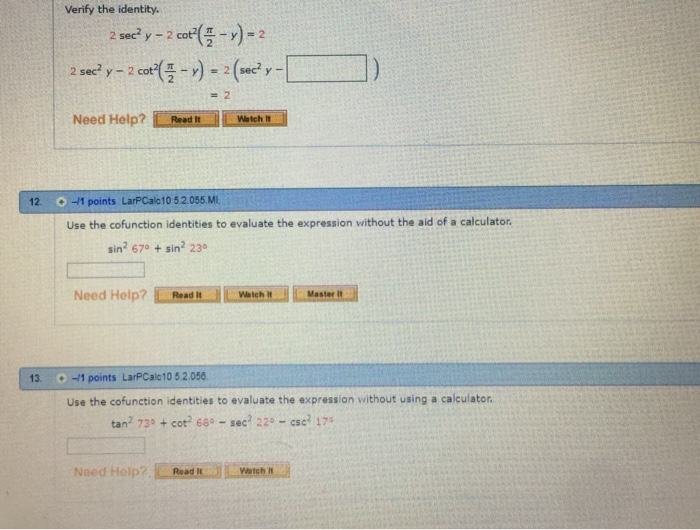 Solved Verify the identity. Need Help? E ter liest | 12. + | Chegg.com