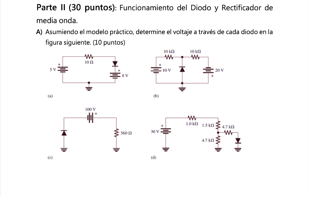 Solved Parte II (30 puntos): Funcionamiento del Diodo y | Chegg.com