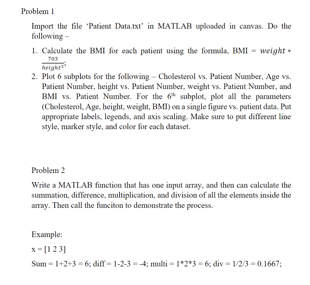 Solved Import the file 'Patient Data.txt' in MATLAB uploaded | Chegg.com