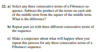 Solved 22. a) Select any three consecutive terms of a | Chegg.com