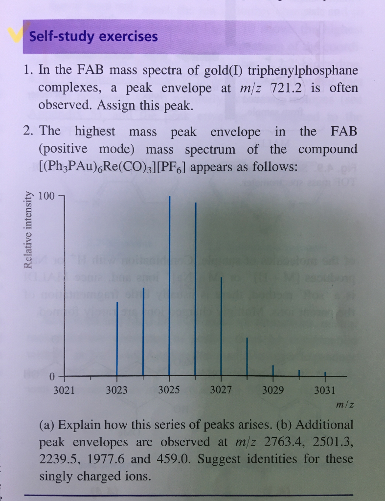 Self-study exercises 1. In the FAB mass spectra of | Chegg.com