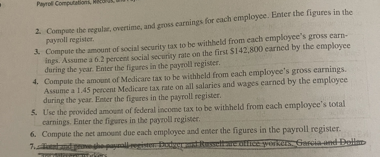 Computing gross earnings, determining deductions, | Chegg.com
