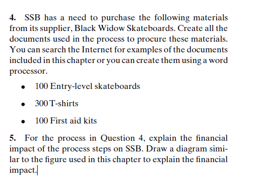 Solved 1. SSB has a need to purchase the following materials | Chegg.com