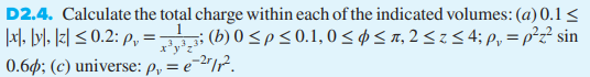 Solved Calculate the total charge within each of the | Chegg.com