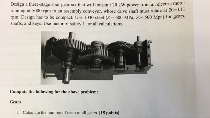 Solved Design a three-stage spur gearbox that will transmit | Chegg.com