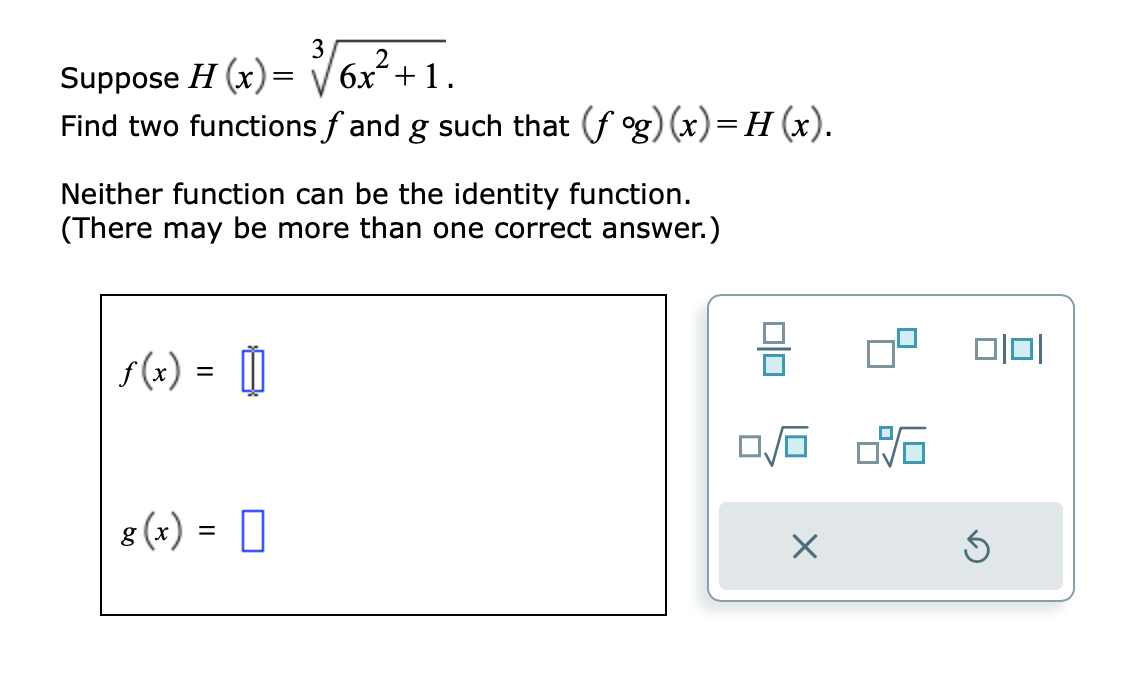 Solved Suppose H(x)=36x2+1 Find two functions f and g such | Chegg.com