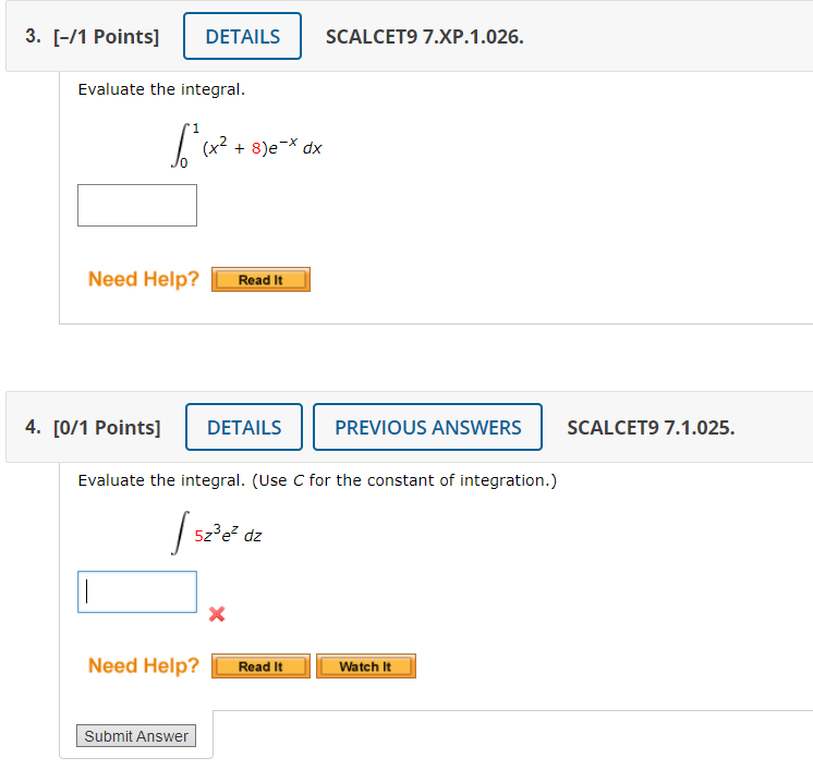 Solved SCALCET9 7.XP.1.026. Evaluate the integral. | Chegg.com
