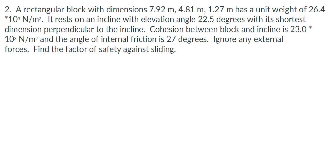 Solved 2. A rectangular block with dimensions 7.92 m, 4.81 | Chegg.com