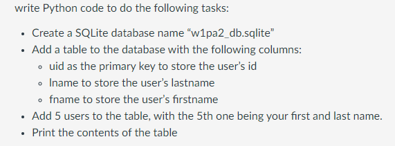 Solved write Python code to do the following tasks: - Create | Chegg.com
