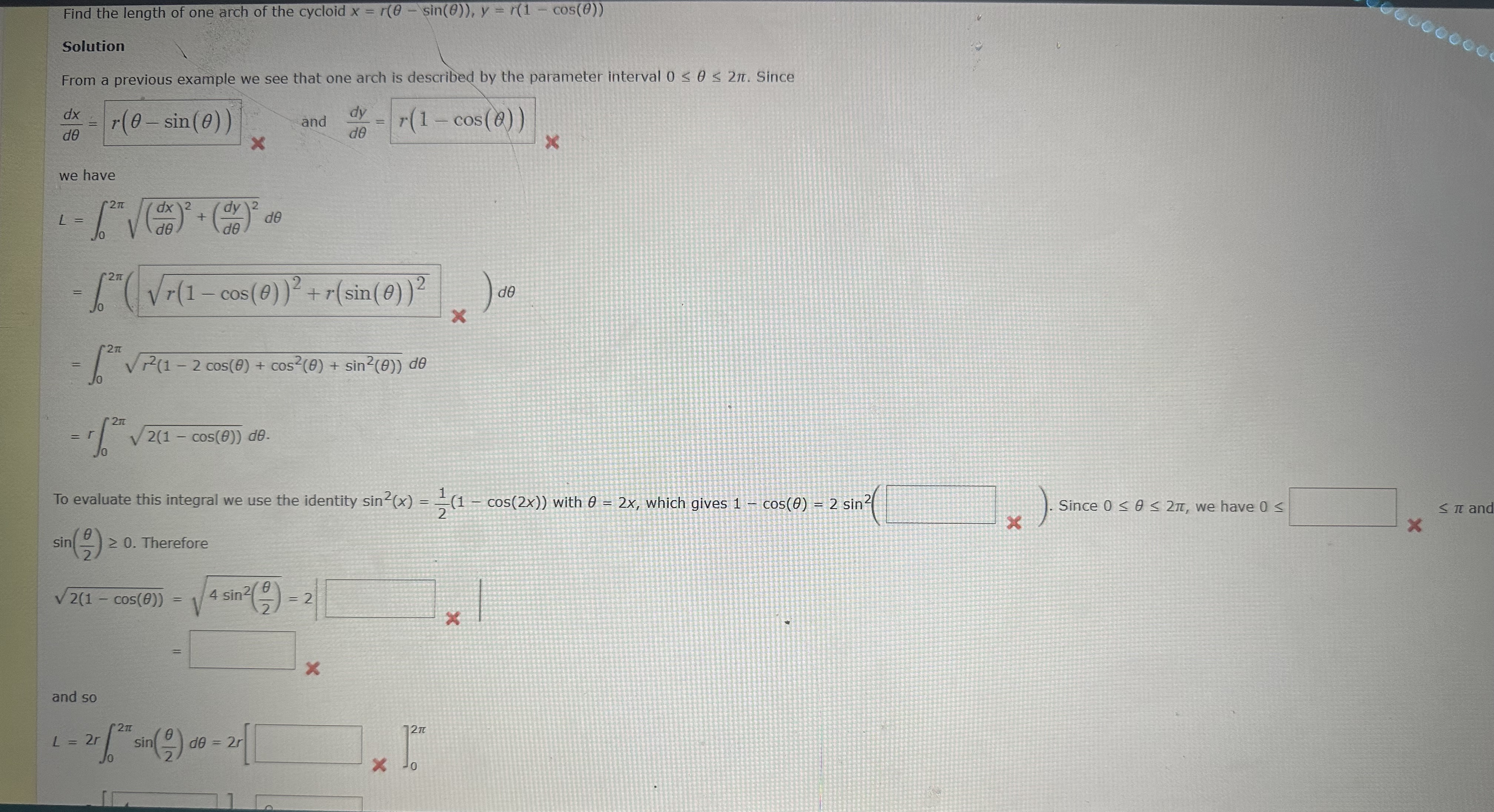 Solved Find the length of one arch of the cycloid | Chegg.com