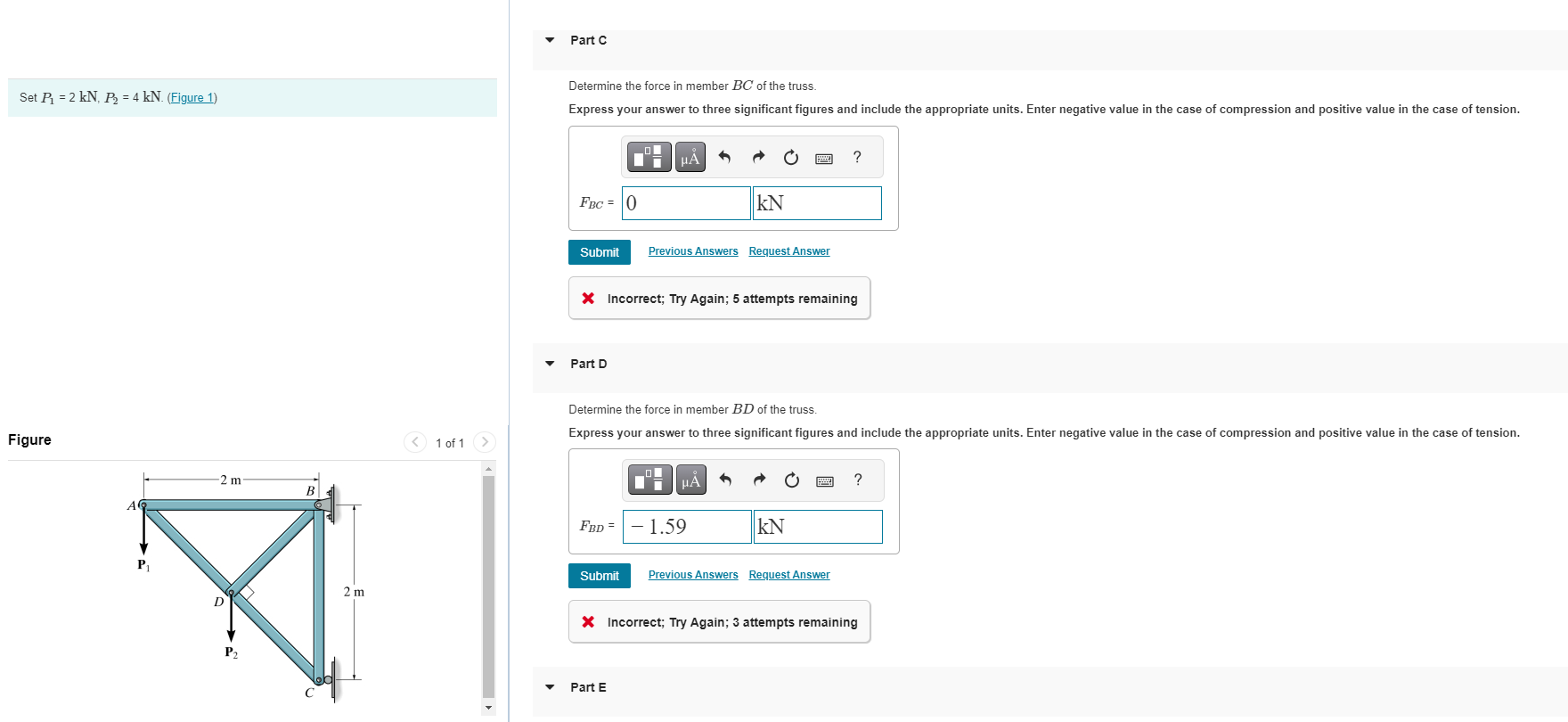 Solved X Incorrect; Try Again; 5 attempts remaining Part D | Chegg.com