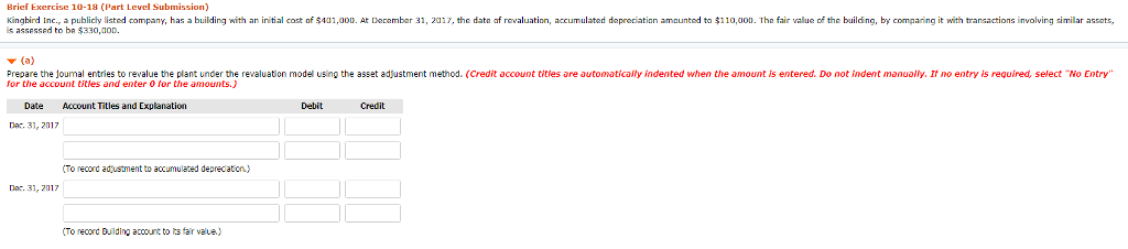 Solved Brief Exercise 10-18 (Part Level Submission) Kingbird | Chegg.com