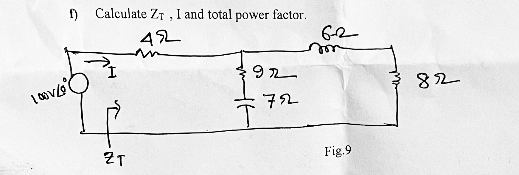 Solved f) Calculate ZT, I and total power factor. | Chegg.com