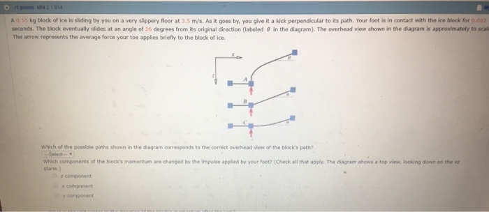 Solved A 0.55 kg block of ice is sliding by you on a very | Chegg.com