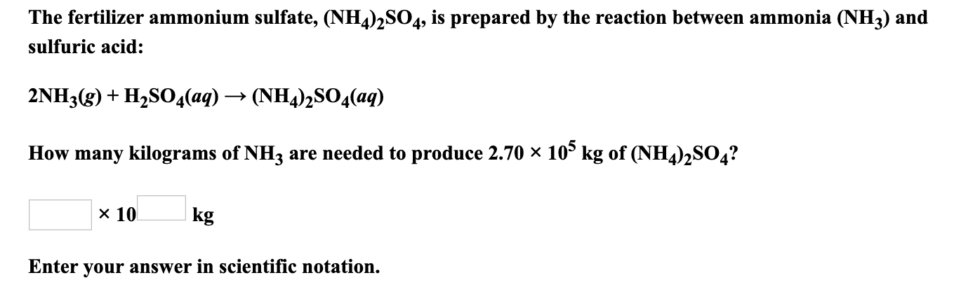 Solved The fertilizer ammonium sulfate, (NH4)2SO4, is | Chegg.com