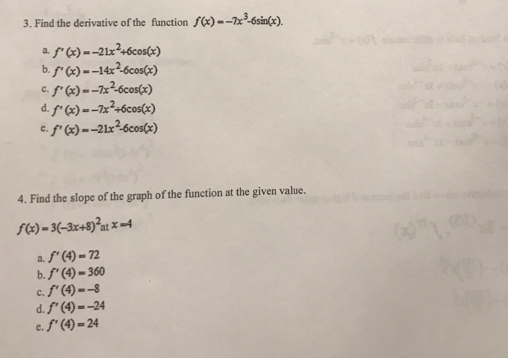 Solved 3. Find the derivative of the function | Chegg.com