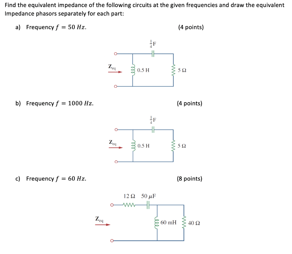 Solved Find the equivalent impedance of the following | Chegg.com