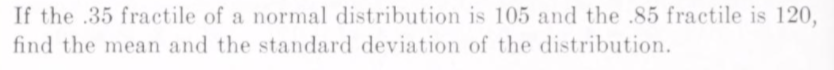 Solved If the 35 fractile of a normal distribution is 105 | Chegg.com