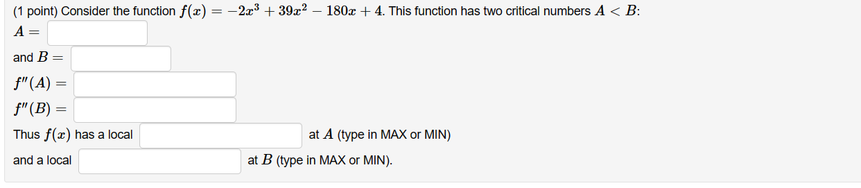 Solved (1 point) Consider the function | Chegg.com