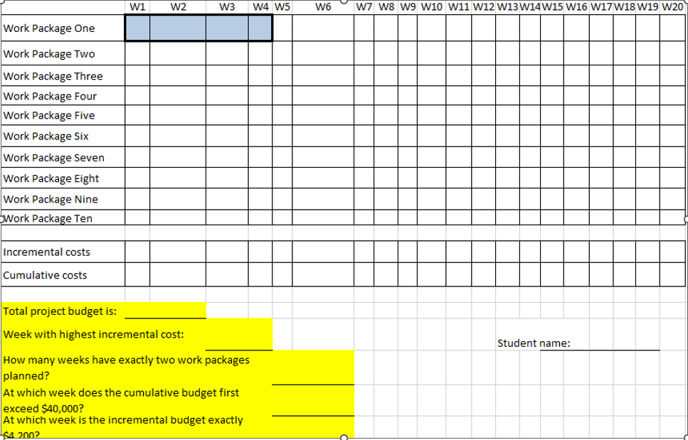 Student instructions: 1. Download the cost baseline | Chegg.com