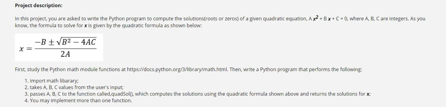 Solved Project description: In this project, you are asked | Chegg.com