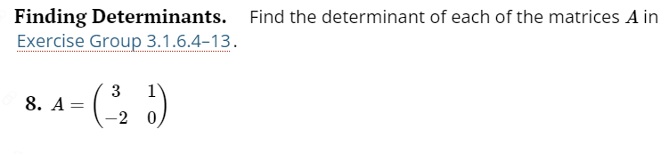 Solved Finding Determinants. Find the determinant of each of | Chegg.com