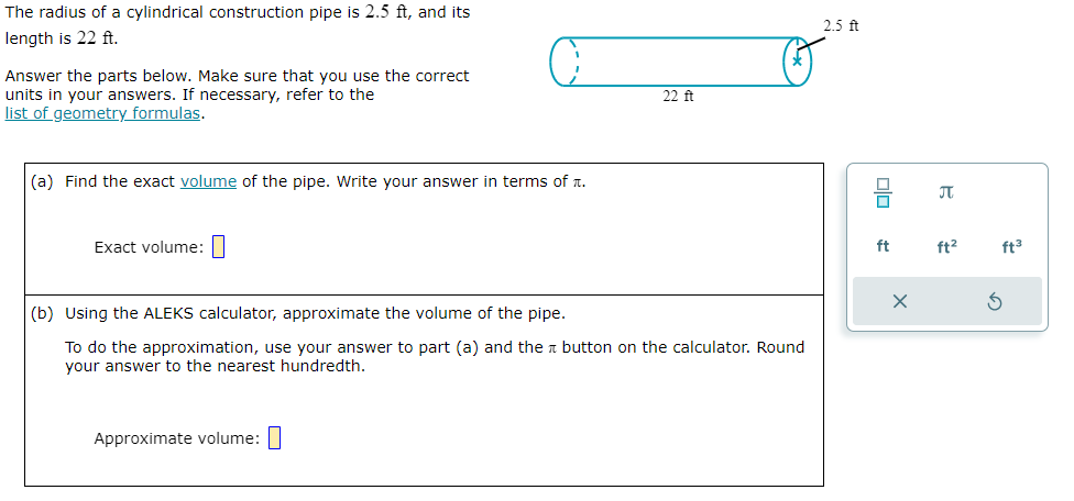 Solved The radius of a cylindrical construction pipe is | Chegg.com