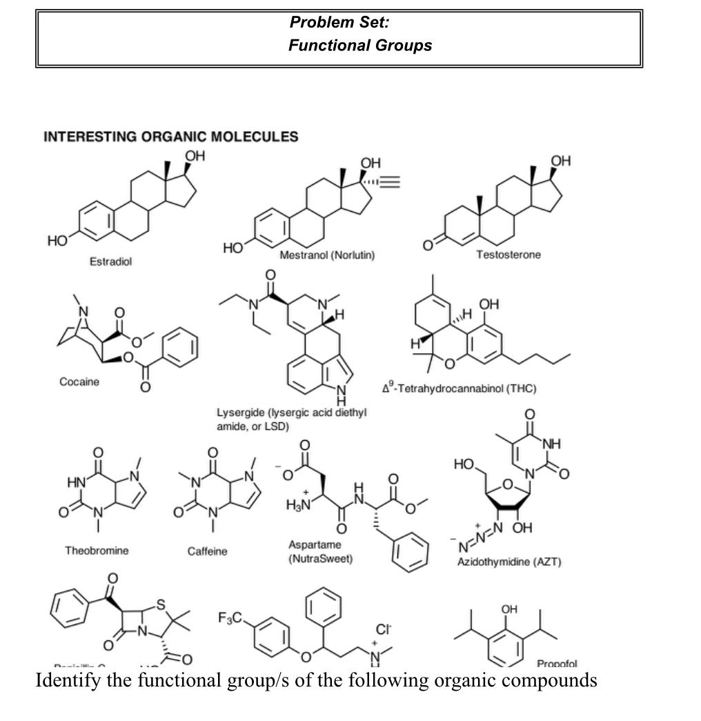 Solved Problem Set: Functional Groups INTERESTING ORGANIC | Chegg.com