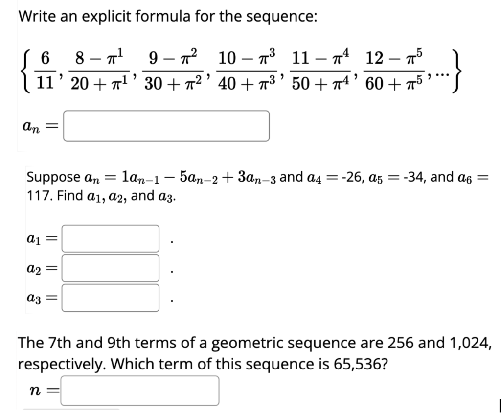 Solved Write an explicit formula for the sequence: | Chegg.com