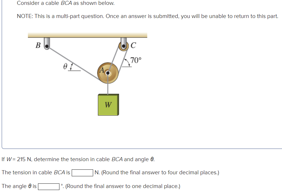 Solved Consider a cable BCA as shown below. NOTE: This is a | Chegg.com